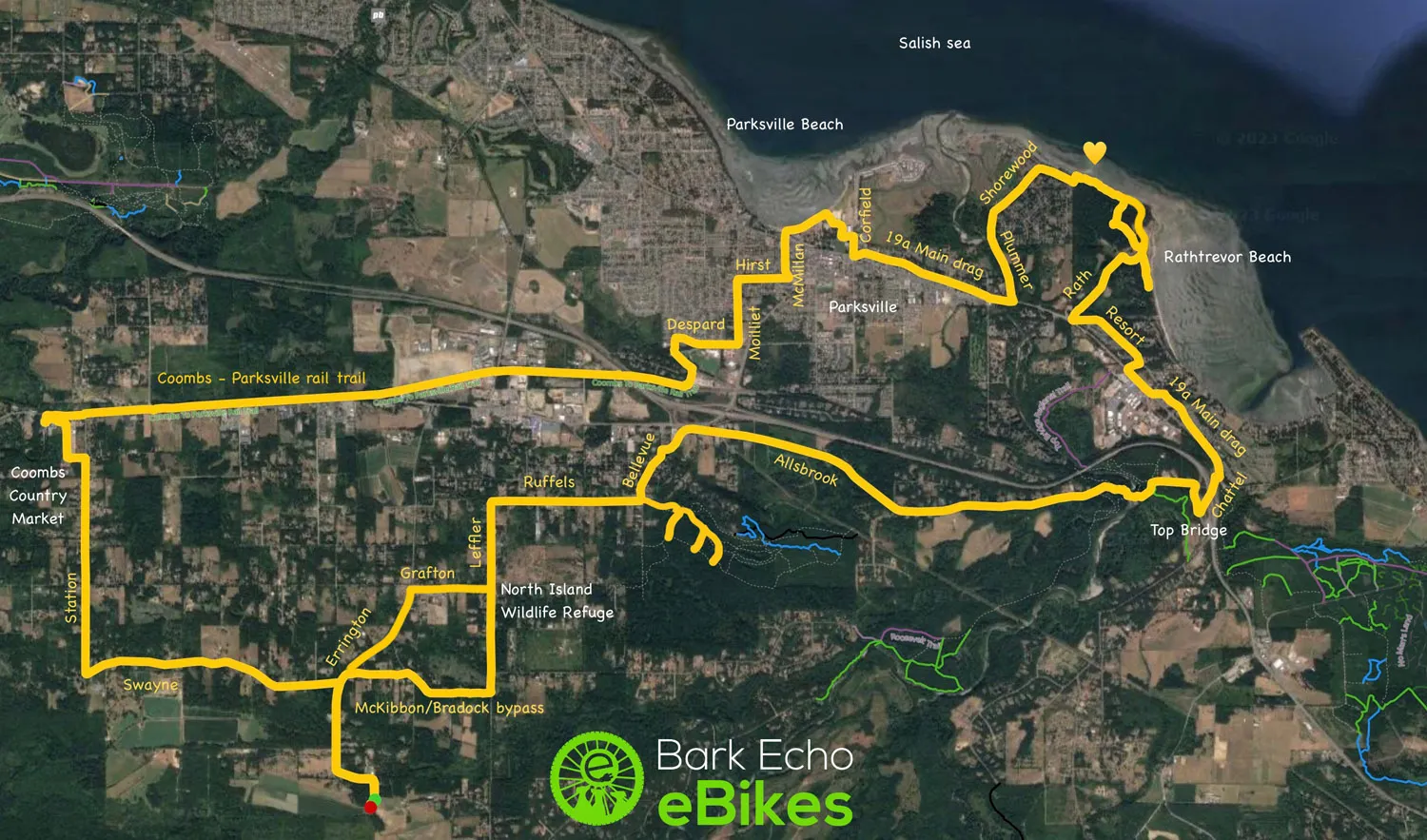Safe Riding Circuits in Parksville, BC with Bark Echo eBikes