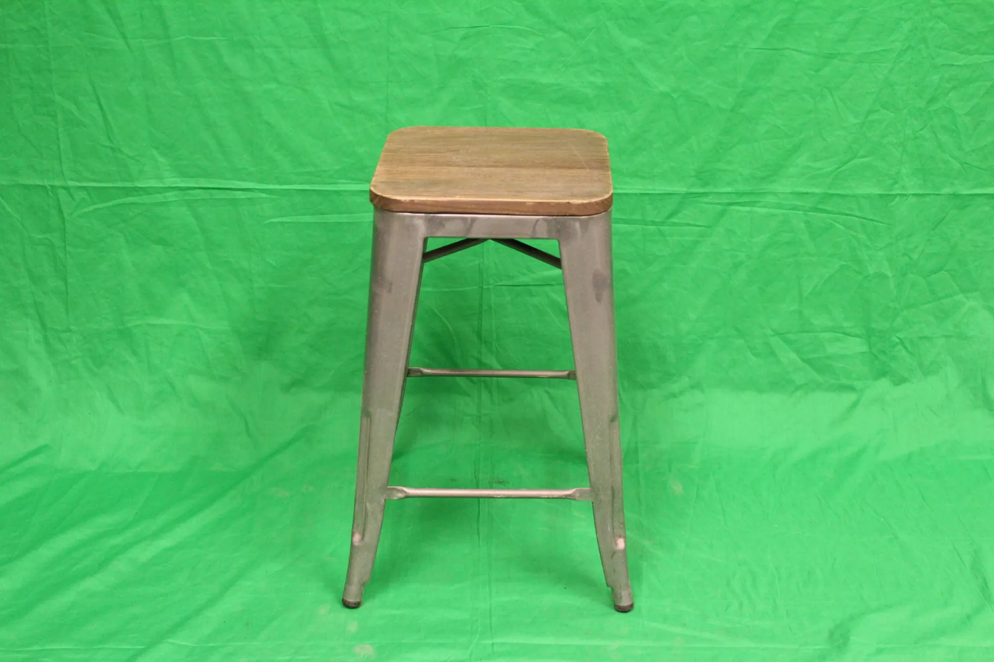 Stool Steel Frame Square Wooden Seat | Props & Film Resources