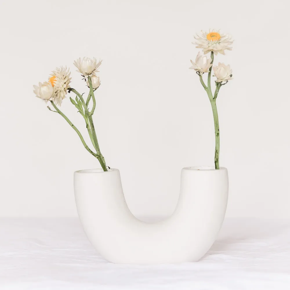 White U Shape Vase | Gold Coast Wedding & Event Furniture Hire