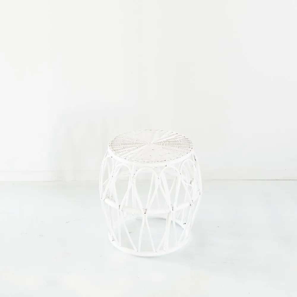 White Wicker Side Table | Gold Coast Wedding & Event Furniture Hire