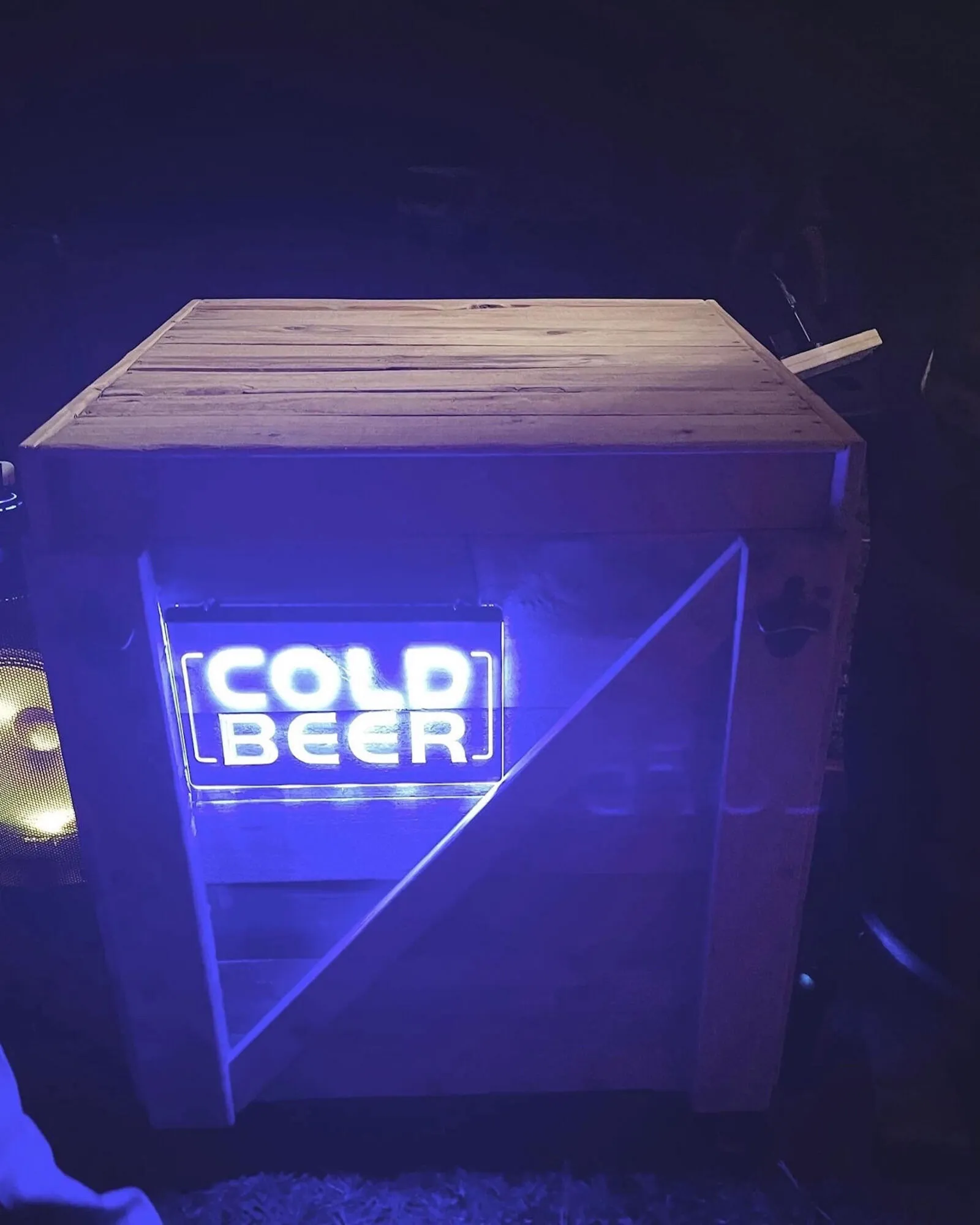 Esky Ice Box Inside Wooden Crate - with Optional Light Up Beer Sign