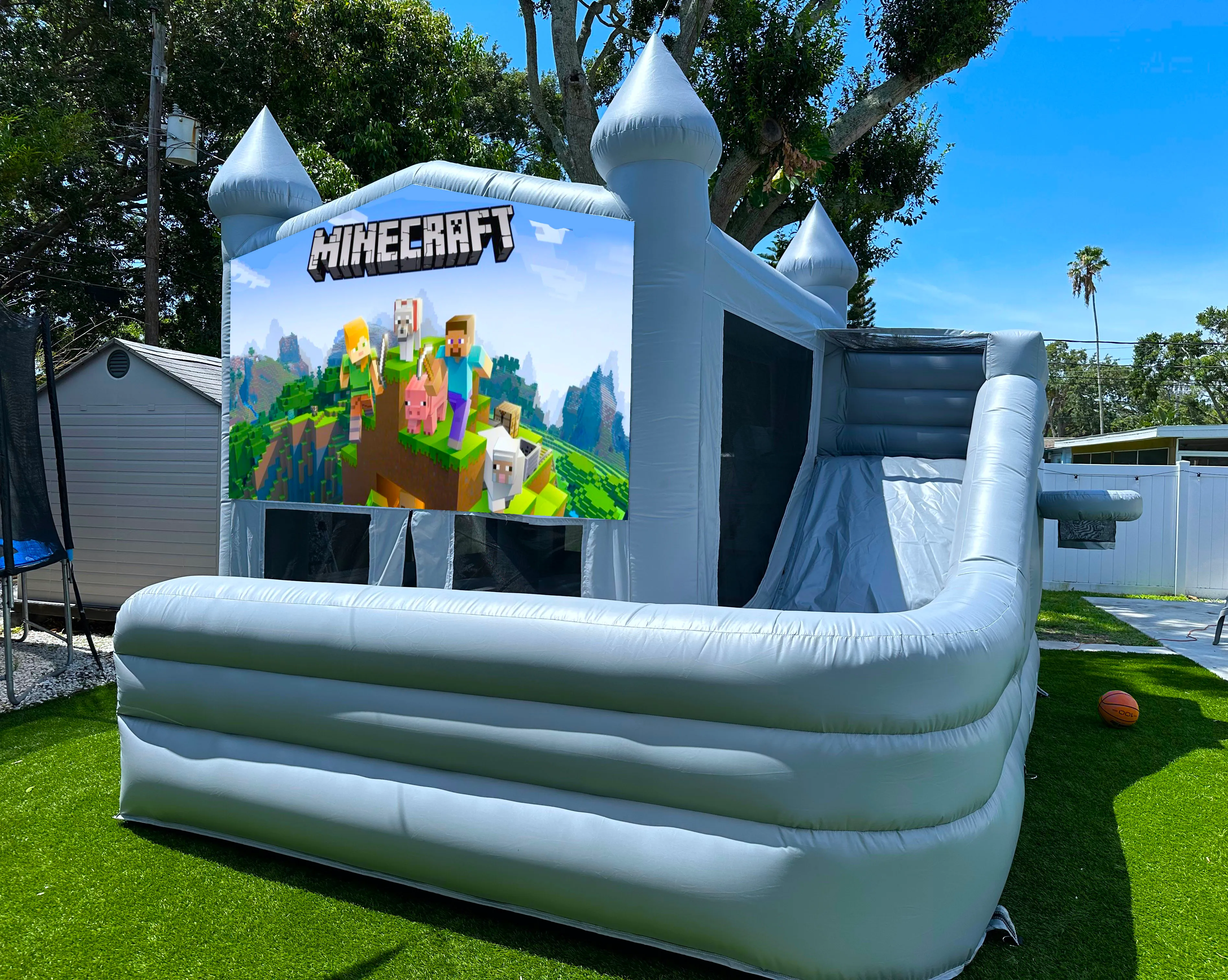 Minecraft Bounce Slide (WET or DRY) 16 x 16 x 16 | Quality Bounce House