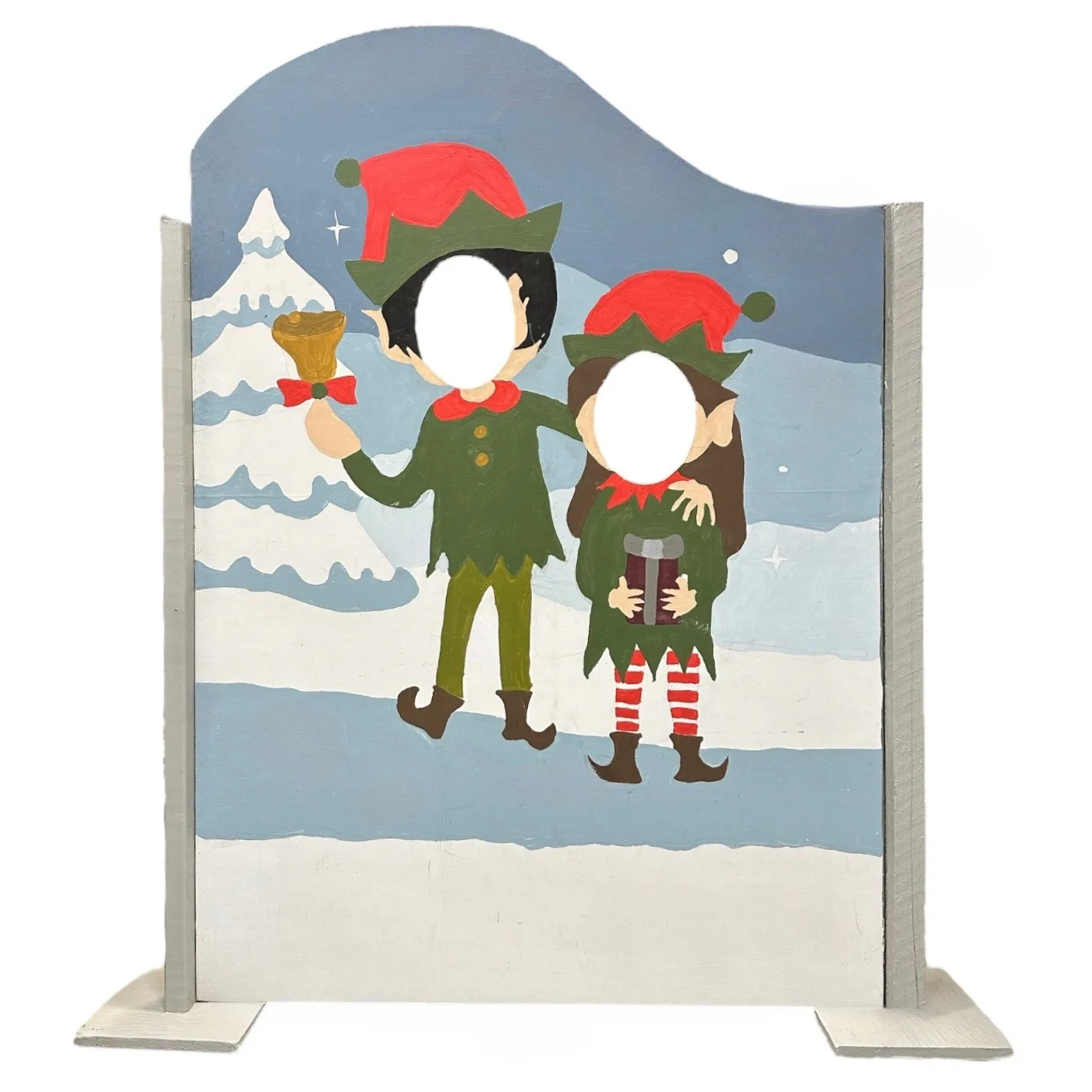 Oversized - Christmas Face Cutout - Elves - 46' x 4' x 61' - Blue/White ...