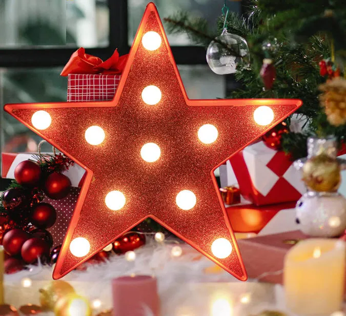 For Rent Red and Gold Light Up Star Marquee Table Decoration | Cobb ...