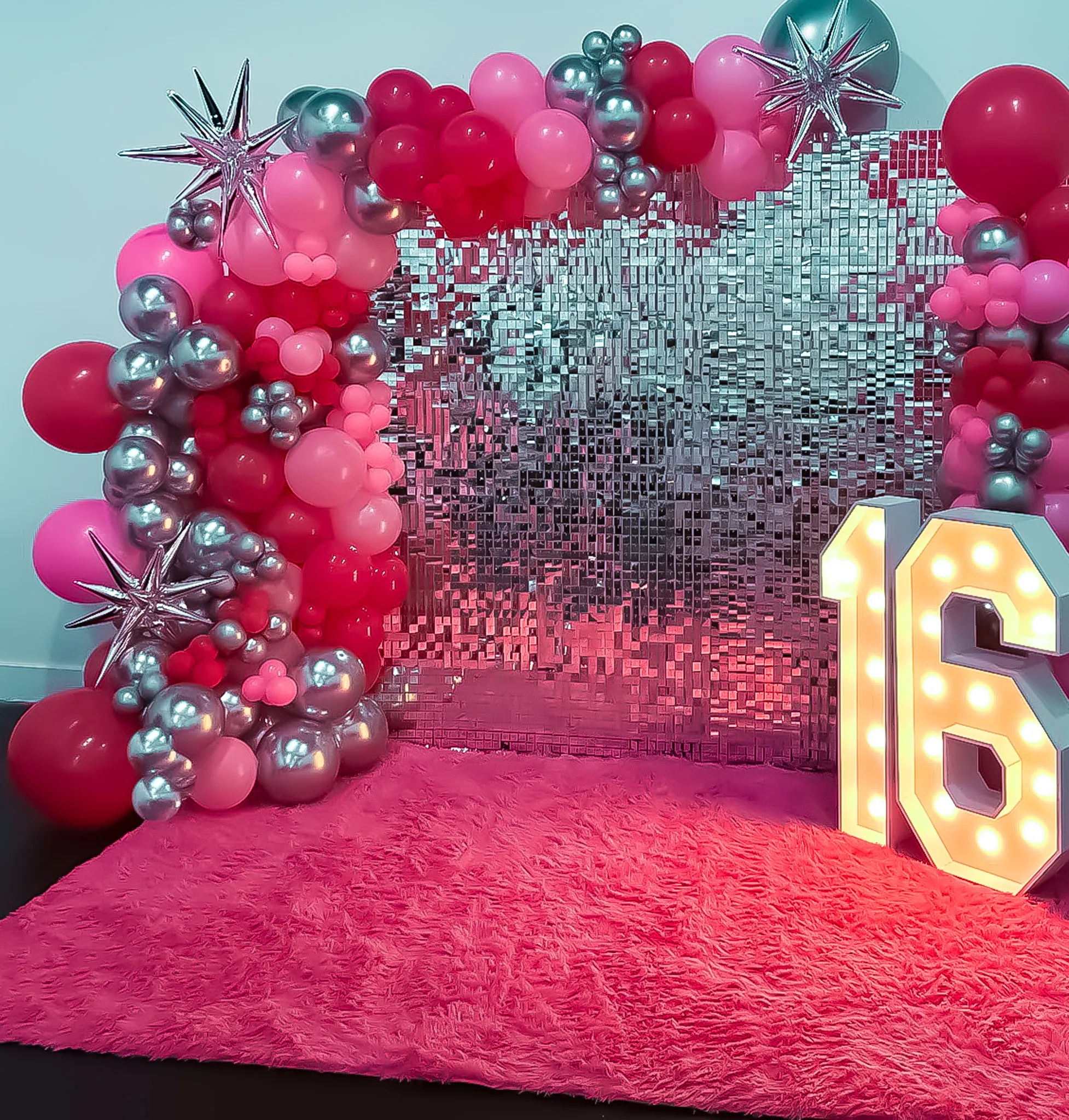 Rent This Look - Sweet 16 Light Up Numbers with Balloon Garland | Cobb ...