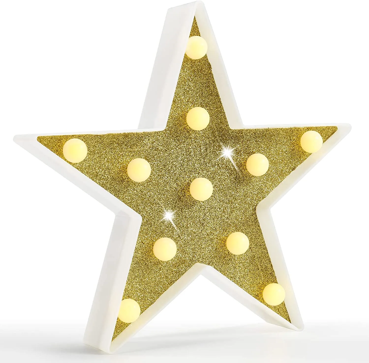 For Rent White and Gold Light Up Star Marquee Table Decoration | Cobb ...