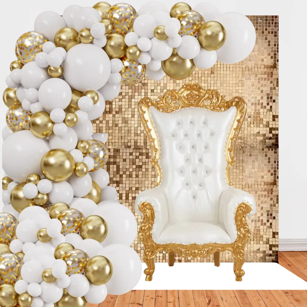 Rental Bundle - Queen Throne Chair Balloon Arch Large Gold Wall ...