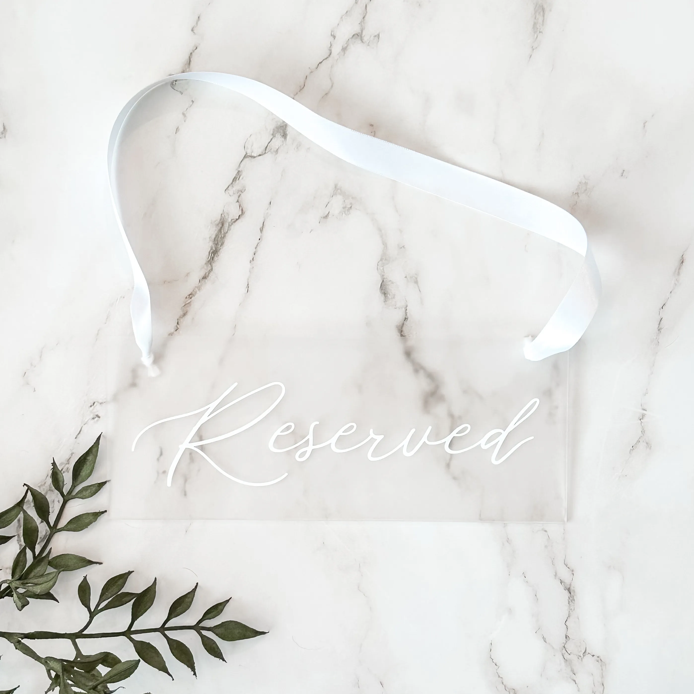 Reserved Hanging Acrylic Sign (Milan) - Frosted/White | BOXWOOD EVENTS LTD.