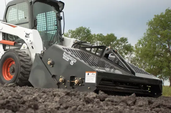 Skid Steer Bobcat Landscape Rake 6a | Harrow Equipment Rentals